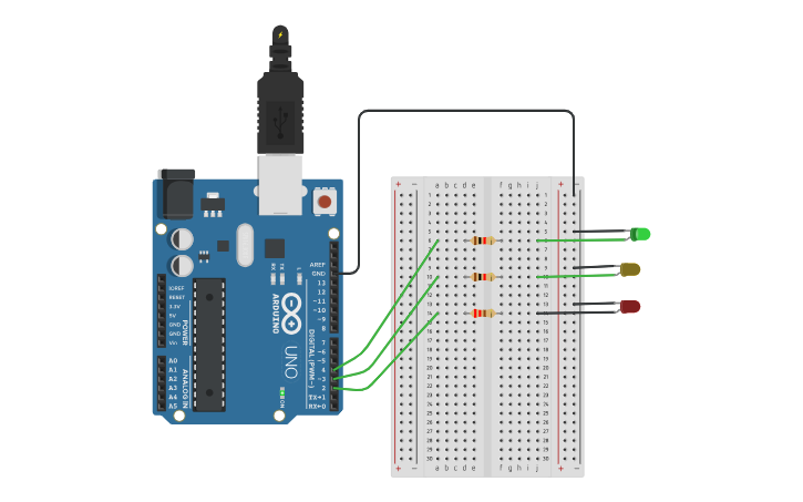 Circuit design TRAFFIC LIGHT - Tinkercad