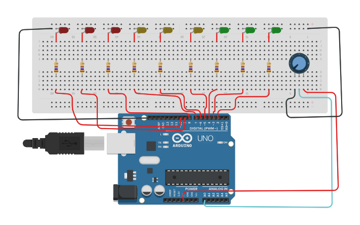 Circuit design Aula Sensor Som Potenciômetro - Tinkercad