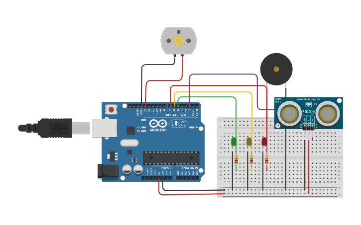 Circuit design Smart Parking system - Tinkercad