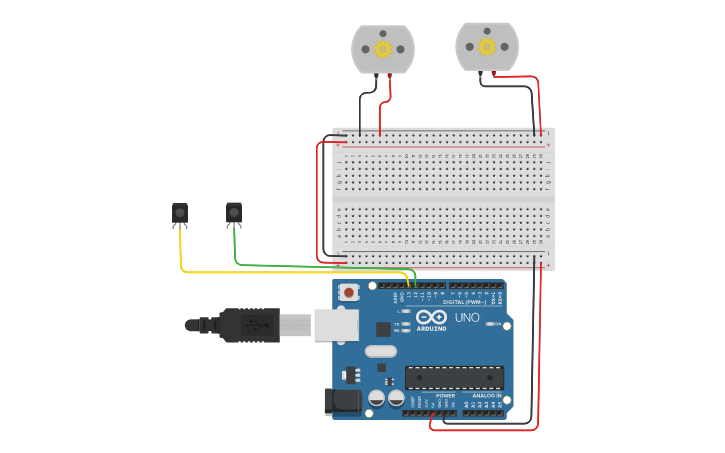 Circuit design Line follower - Tinkercad