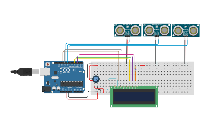 Circuit design Smart Parking System IES - Tinkercad