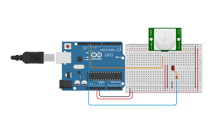 Circuit design Sensor de Movimiento | Tinkercad