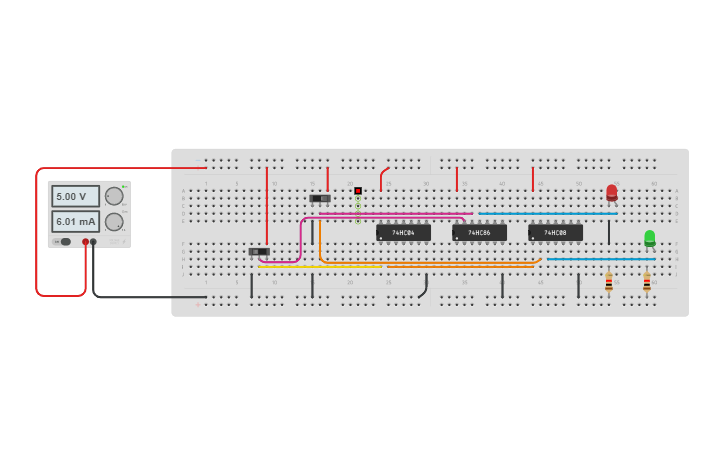 Circuit design Half Subtractor using basic gates | Tinkercad Circuit design Half Subtractor using basic gates | Tinkercad