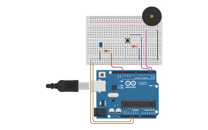 Circuit design PROJEK LED DAN BUZZER HALIDAH - Tinkercad Circuit design PROJEK LED DAN BUZZER HALIDAH - Tinkercad