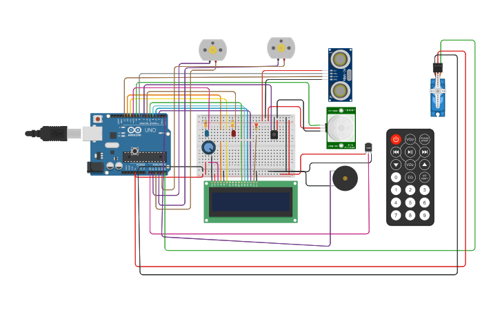 Circuit design IR sensor based human detection robot - Tinkercad