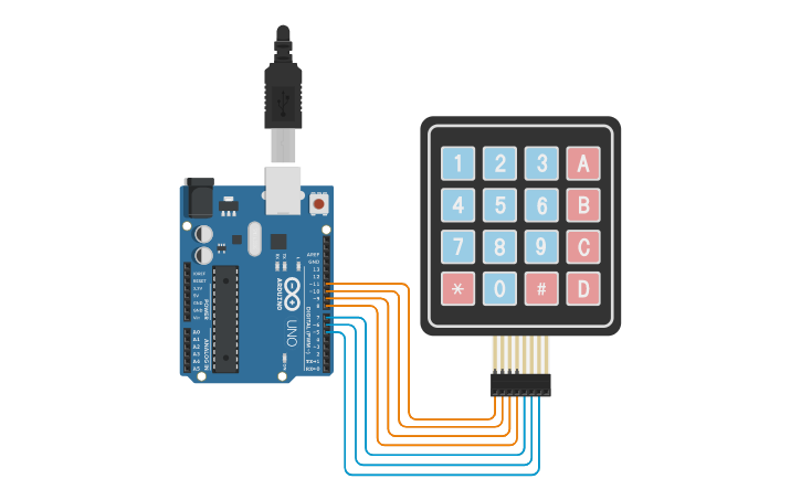 Circuit design exp4_keypad - Tinkercad