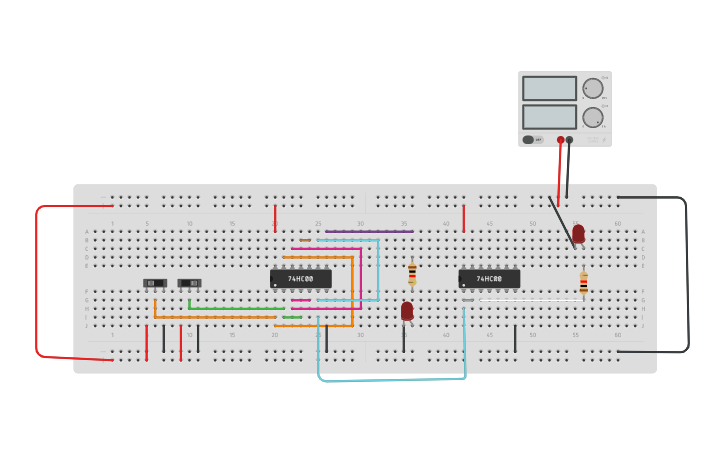 Circuit design Half Subtractor using nand gate | Tinkercad