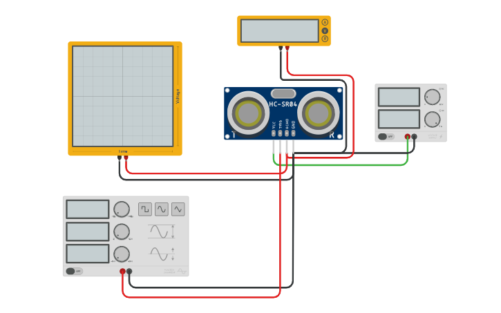 Circuit design Ultrasonic Distance sensor - Tinkercad