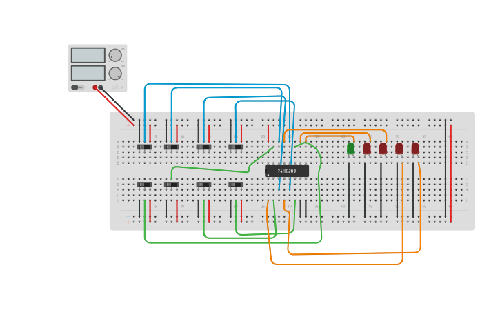 Circuit design Αθροιστής 4 bit - Tinkercad