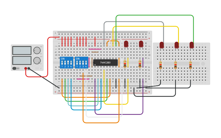 Circuit design Somador de 4 bits Completo | Tinkercad