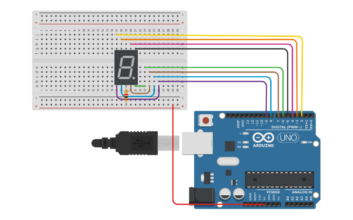 Circuit design Copy of Display 7 segmentos Manual - Tinkercad
