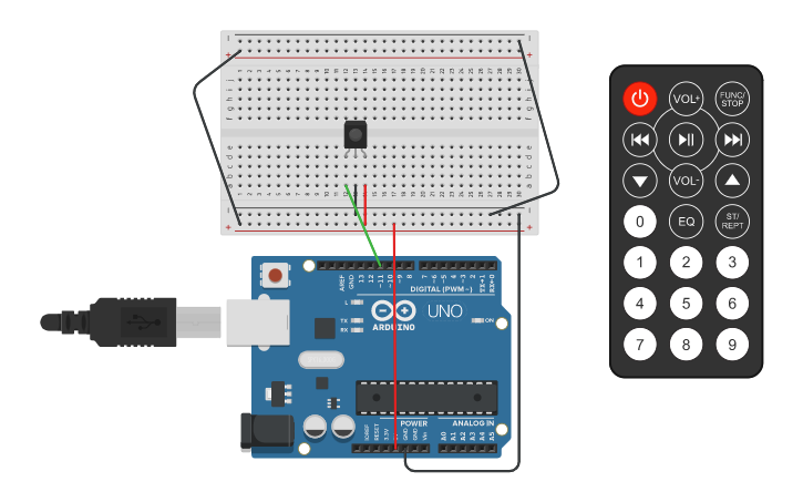 Circuit design Remote control test | Tinkercad