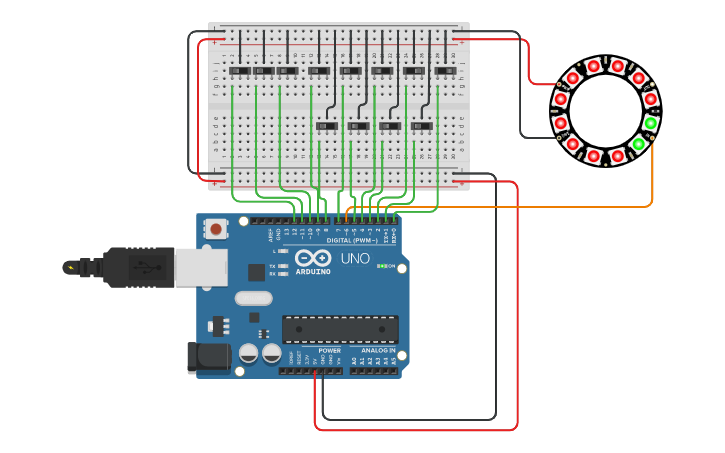 Circuit Design Binary W Switches Wneopixel Lights C Tinkercad 