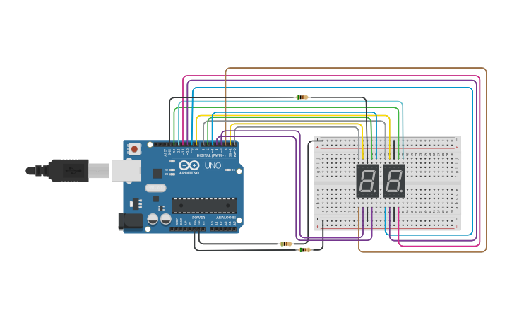 Circuit design 60 seconds timer - Tinkercad