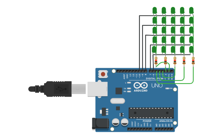 Circuit design LED MATRIX 11G Project-Student Name | Tinkercad