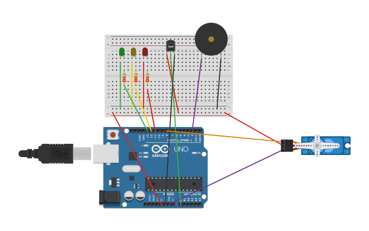 Circuit design Sensor temp - Tinkercad
