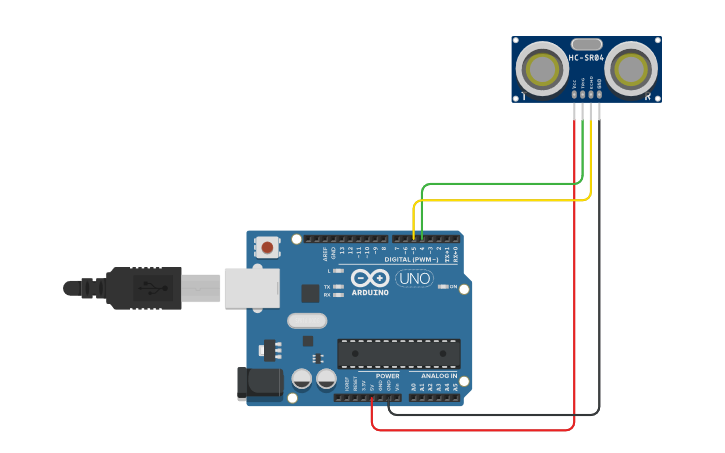 Circuit design sensor-HCSR04-exemplo | Tinkercad