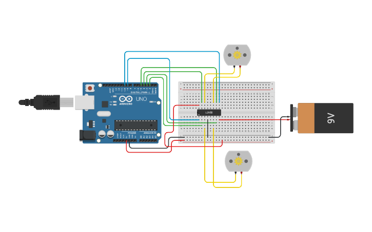 Circuit design Serial Controlled Robot - Tinkercad