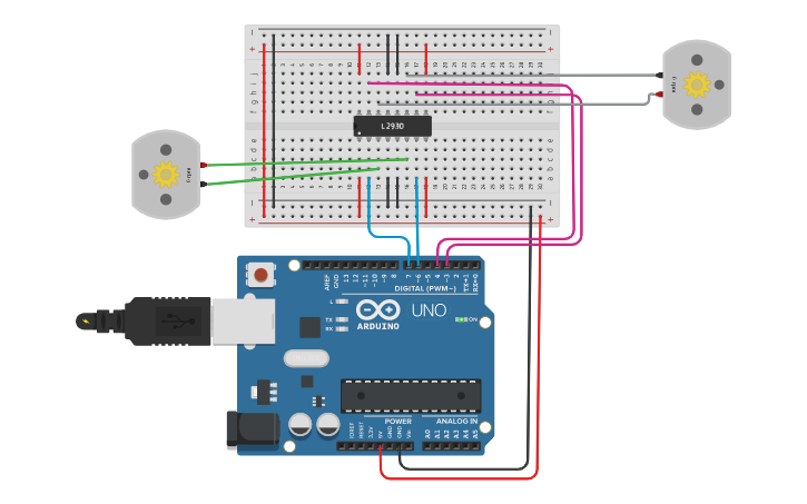 Circuit design remote controlled car - Tinkercad