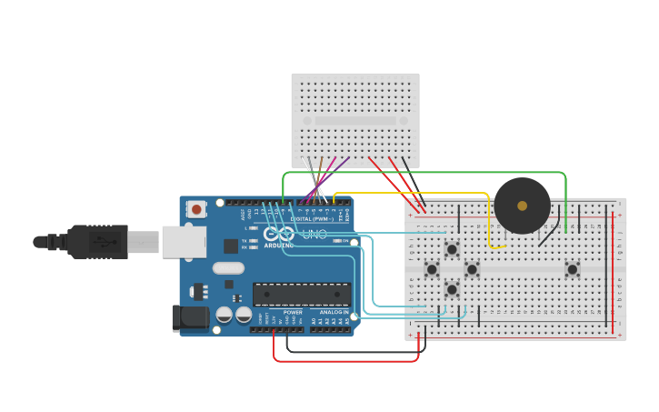 Circuit design Snake Game using Nokia 5110 LCD - Tinkercad