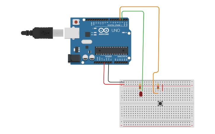 Circuit design encender y apagar LED con pulsador - Tinkercad