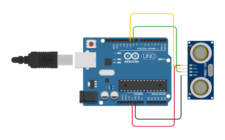 Circuit Design Ultrasonic Sensor With Arduino Tinkercad 7443