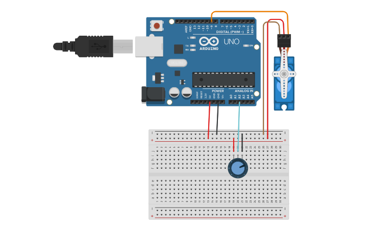 Circuit Design Lab 12 3 Control Servo With Potentiometer Tinkercad