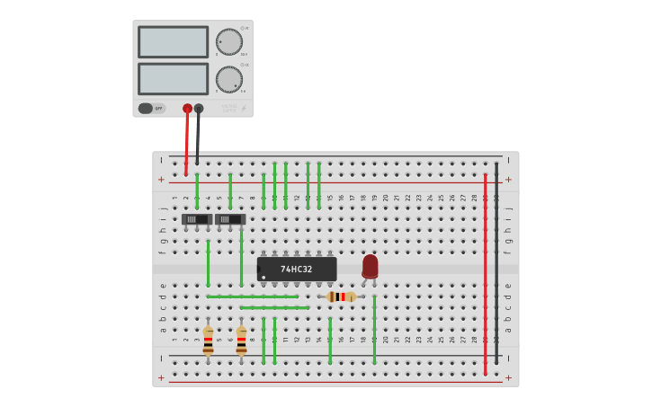 Circuit design OR gate - Tinkercad