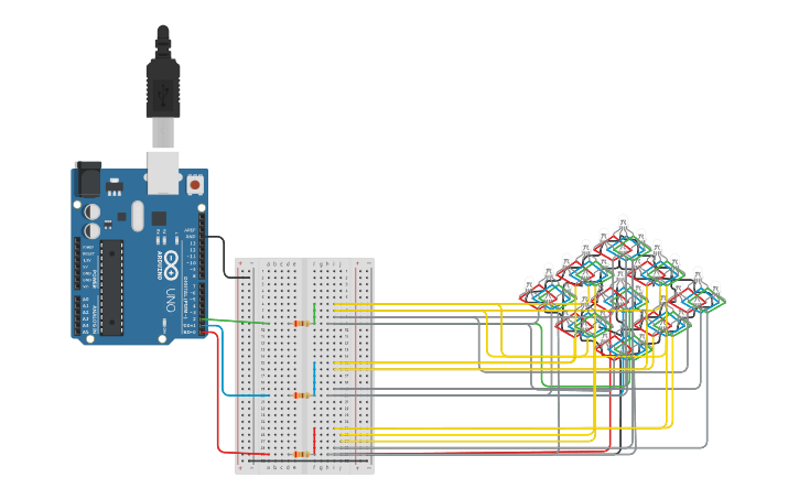 Circuit design Copy of งานประสมไป 7 สี RGB - Tinkercad