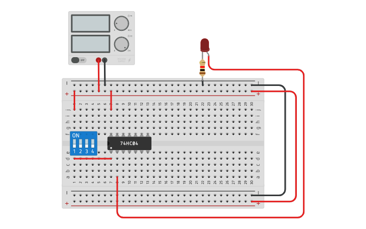 Circuit design FAMILIARIZATION OF LOGIC NOT Gate | Tinkercad