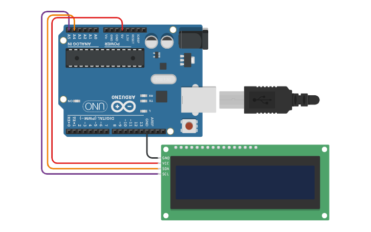Circuit design LCD-I2C++ - Tinkercad