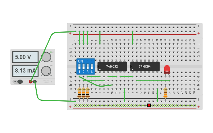 Circuit design NOR 3 entradas - Tinkercad