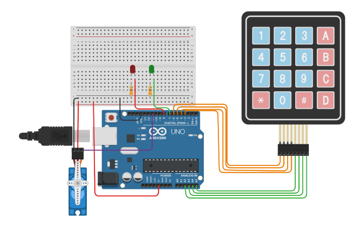 Circuit design CERRADURA ELECTRONICA CON TECLADO - Tinkercad