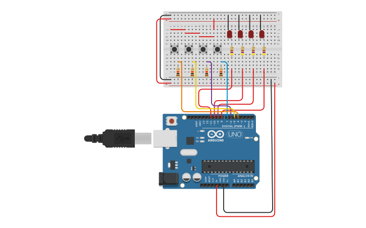 Circuit design Bitwise Ex4.1 - Tinkercad