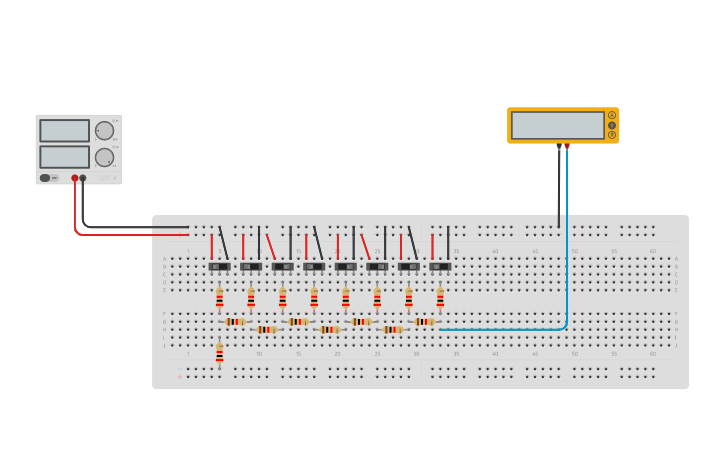 Circuit design DAC 8 bit - Tinkercad