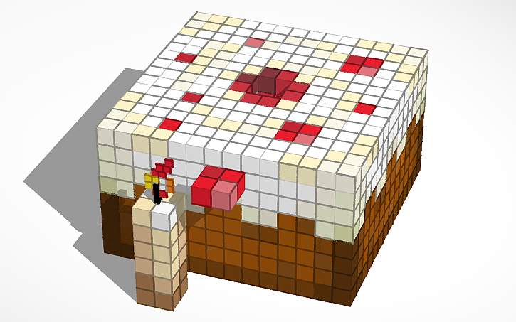 3D design minecraft cake and a minecraft candle - Tinkercad