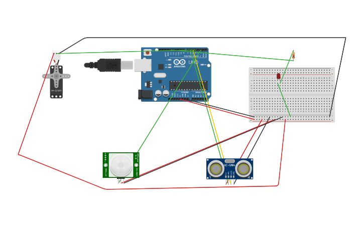 Circuit design Ultrasonic sensor | Tinkercad