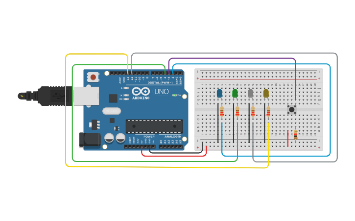 Circuit design Quiz 8-b Light up two Leds - Tinkercad