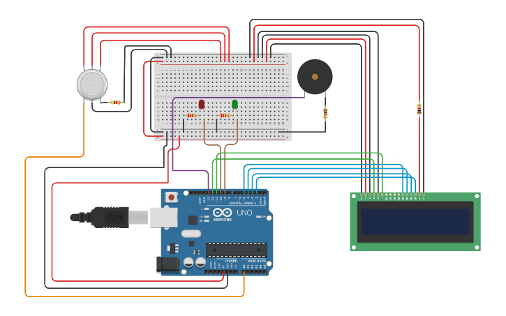 Circuit design Smoke Detection System -1 | Tinkercad