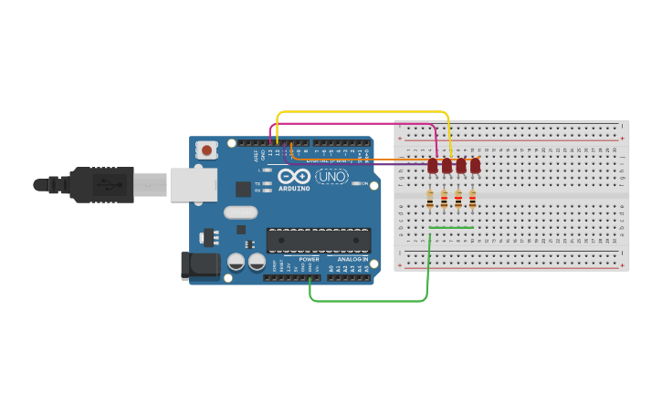 Circuit design arduino con led - Tinkercad