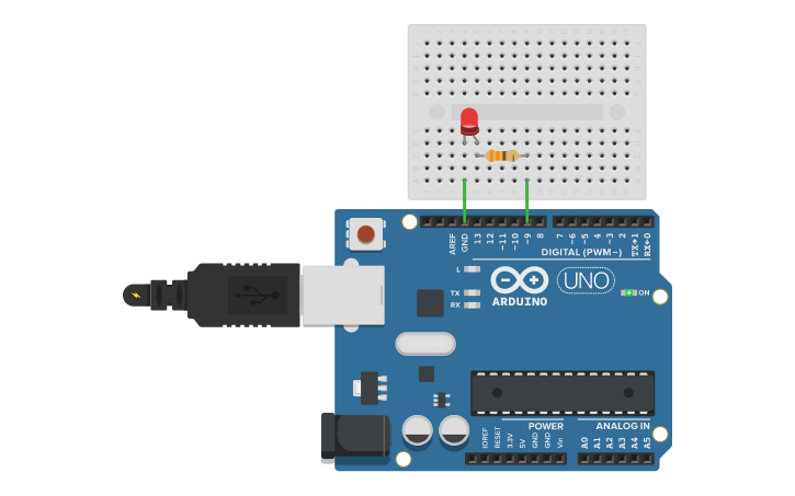 Circuit design Turning LED On and Off - Tinkercad