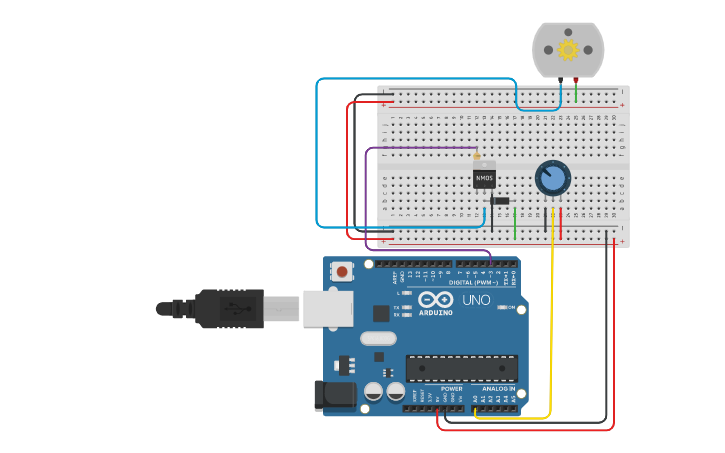 Circuit design Aplicación de PWM | Tinkercad