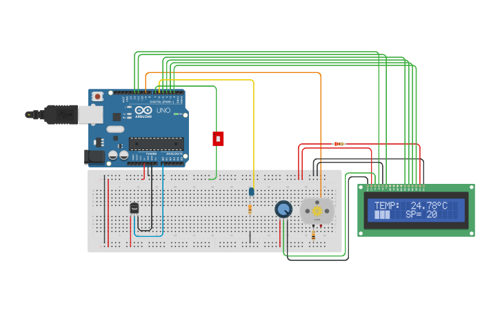 Circuit design Sensor de Temperatura | Tinkercad