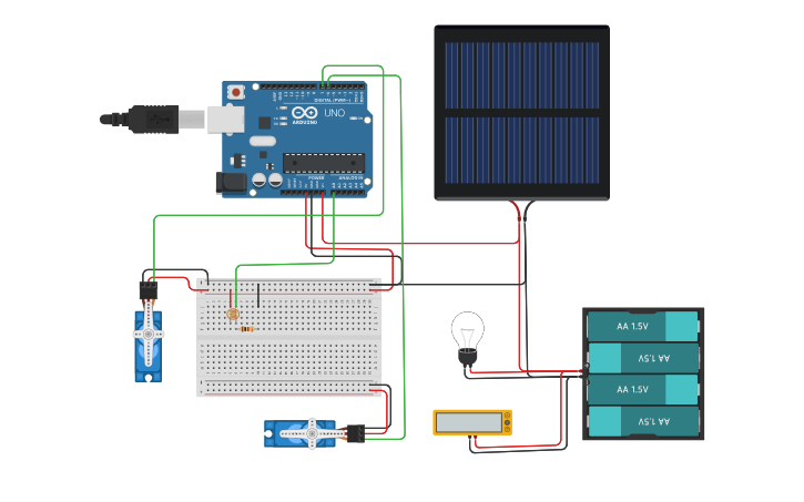 Circuit design solar sun tracker system - Tinkercad