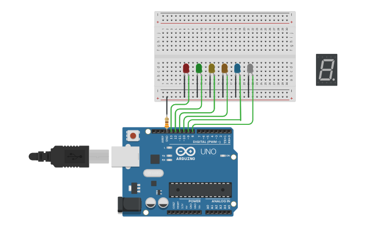 Circuit design basic led connection using breadboard - Tinkercad