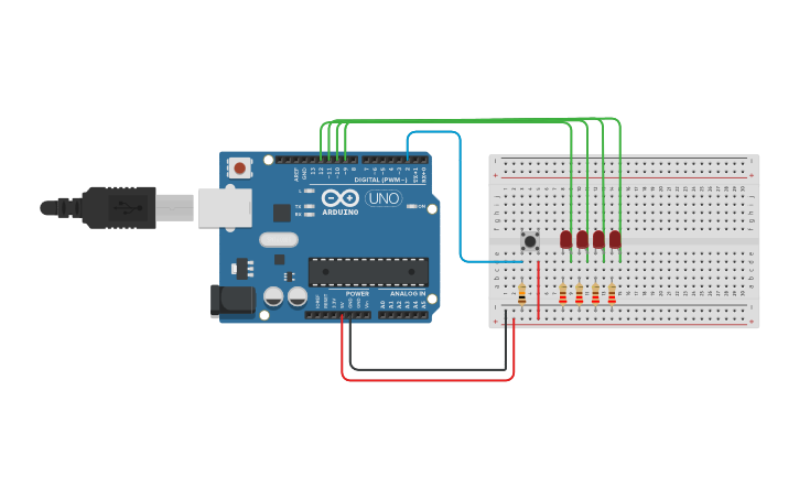 Circuit design exo2-variante2-etape1-boutonpoussoir- Code POO | Tinkercad