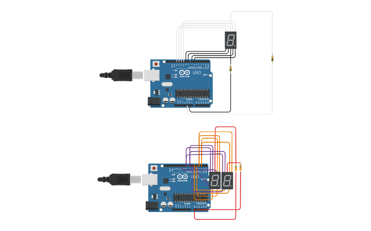 Circuit design Pamisa 2-Digit 7-Segment Display - Tinkercad