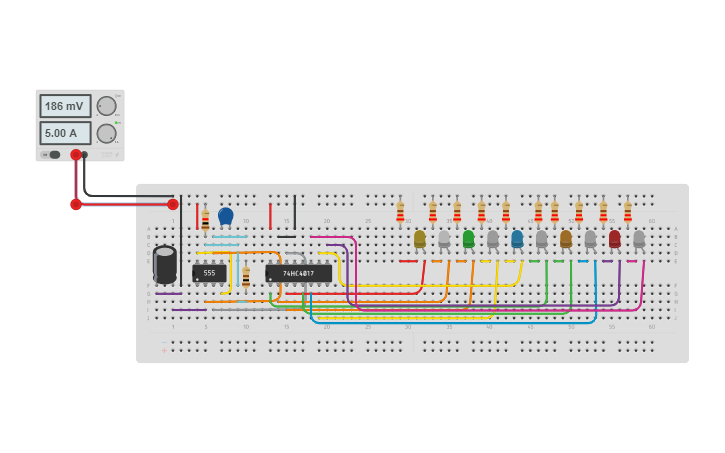 Circuit design circuitos de led's | Tinkercad