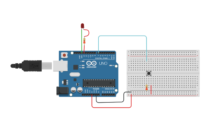 Circuit design Arduino按钮灯 - Tinkercad
