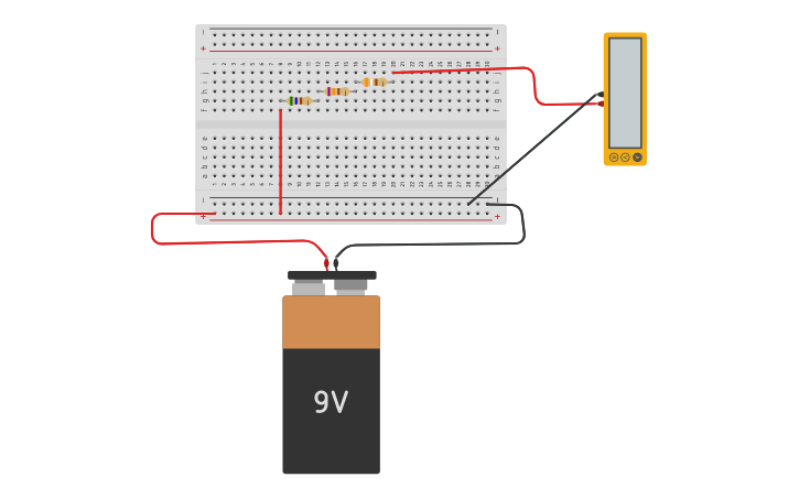 Circuit design Circuito en serie Intensidad total | Tinkercad